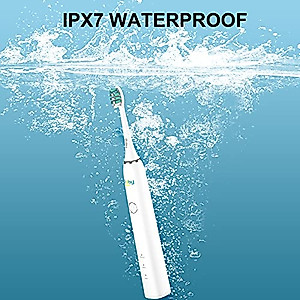 GRISHKO Poby Electric Toothbrush for Adults - Rechargeable Clean Tooth Brush Charge for 2 Hours Using 55 Days with 3 Modes and Smart Timer, IPX7 Waterproof Whitening Electric Toothbrush(White)