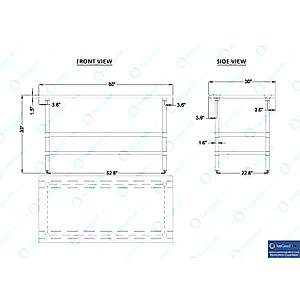 60" Long X 30" Deep Stainless Steel Work Table with 2 Shelves | Metal Food Prep Station | Commercial & Residential NSF Utility Table