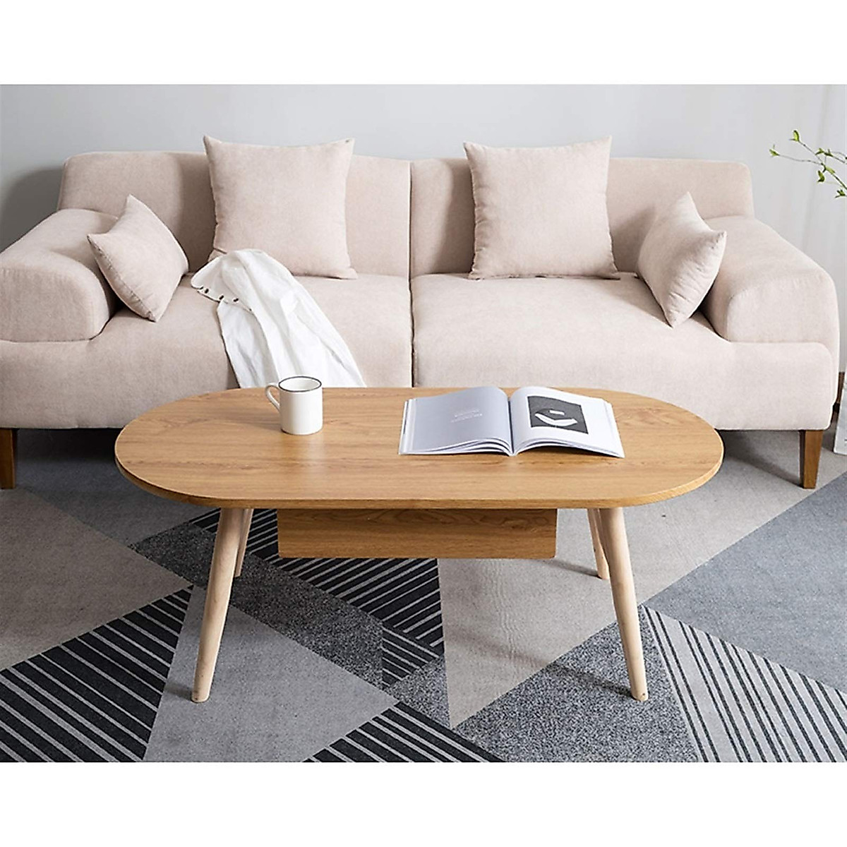 Solid Wood Coffee Table with Drawer Storage Simple Modern End Table for Living Room Bedroom Living Room Bedroom Tea Table (Color : Wood Color)