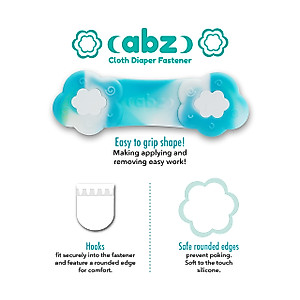ABZ Pin Free Cloth Diaper Fasteners for Prefolds, Pre-Flats or Flat Diapers - 4 Pack - Arctic