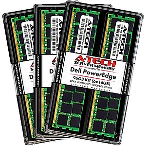 A-Tech 96GB (6x16GB) RAM for Dell PowerEdge T320, T420, T620 Tower Servers | DDR3 1600MHz ECC-RDIMM PC3-12800 2Rx4 1.5V 240-Pin ECC Registered DIMM Server Memory Upgrade Kit