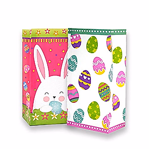 Easter Paper Bags for Kids - 20 Pack Easter Egg Bunny Party Bags for Easter Party, Birthday Party, White/Red Style by Lucky Party