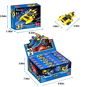 FUN LITTLE TOYS Mini Building Blocks Spaceship Building Kits for Kids Ages 8-12, Building Toys for Boys Age 6-8 Prizes for Kids Party Favors, 12 Boxes