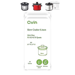 Qvin Slow Cooker Liners, Disposal Plastic Bags, Compatible with 16 0z Mini Crockpot, Qvin 0.65Qt Slow Cooker, 20 OZ Crock-pot Luch Box Food Warmer, Betty 0.7Qt Crocker,Fit 0.5 to 0.75Quart, 1 Pack (10 Liners)