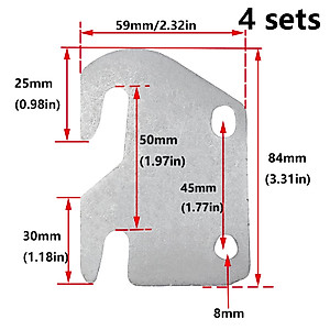 Antrader 4 Sets Hook Plates for Wooden Beds Frame Bracket,Universal Wood Bed Rail Hook Plates with Pin