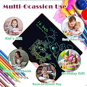 16 Inch Rechargeable LCD Writing Tablet, Colorful Doodle Board Drawing Tablet for Kids, Reusable Electronic Drawing Pads Educational Toys, Gift for Boys Girls, Pink