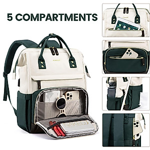 LOVEVOOK Laptop Backpack for Women, 15.6 Inch Work Business Backpacks Purse with USB Port, Large Capacity Nurse Bag College Bookbag for School, Waterproof Casual Daypack for Travel