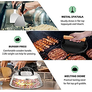Griddle Accessories Kit of 18, HaSteeL Teppanyaki Tools for Flat Top Cooking Grilling Camping, Stainless Steel Melting Dome, Metal spatulas, Bacon Press for Outdoor BBQ, Heavy Duty & Dishwasher Safe