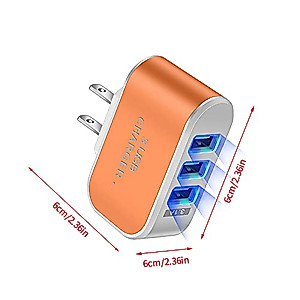 SuanlaTDS Luminous 3-Port Charger Charging Head,Macaron Color Portable Charging Head for Bedroom Home Office Travel (Black)