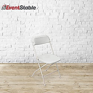 EventStable TitanPRO White Plastic Folding Chair - Lightweight Foldable Outdoor Chair - Durable Patio Chairs - Chairs Set for Parties Banquet Events - 10 Pack