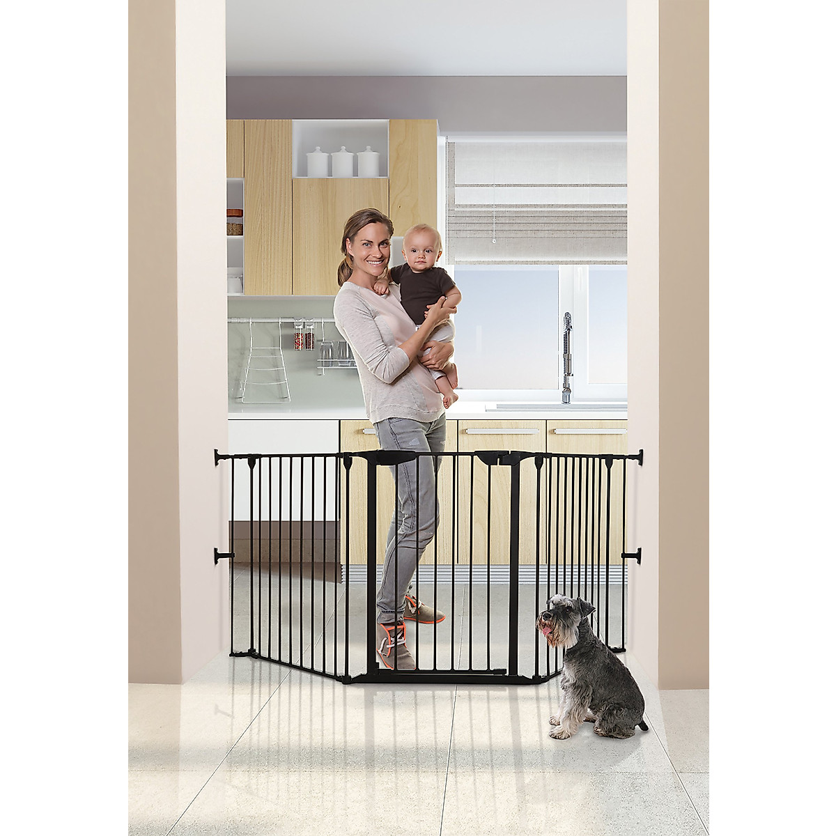 Dreambaby Newport Adapta Baby Gate - Use at Top or Bottom of Stairs - for Straight, Angled or Irregular Shaped Openings (Black)