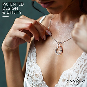 Emily C Ring Holder Necklace - Stainless Steel Ring Keeper Necklaces - Women & Men Wedding Ring Holder Necklace - Cute Necklace Jewelry for Women, Wife, Nurse, Doctor - Drop Ring Necklace Holder