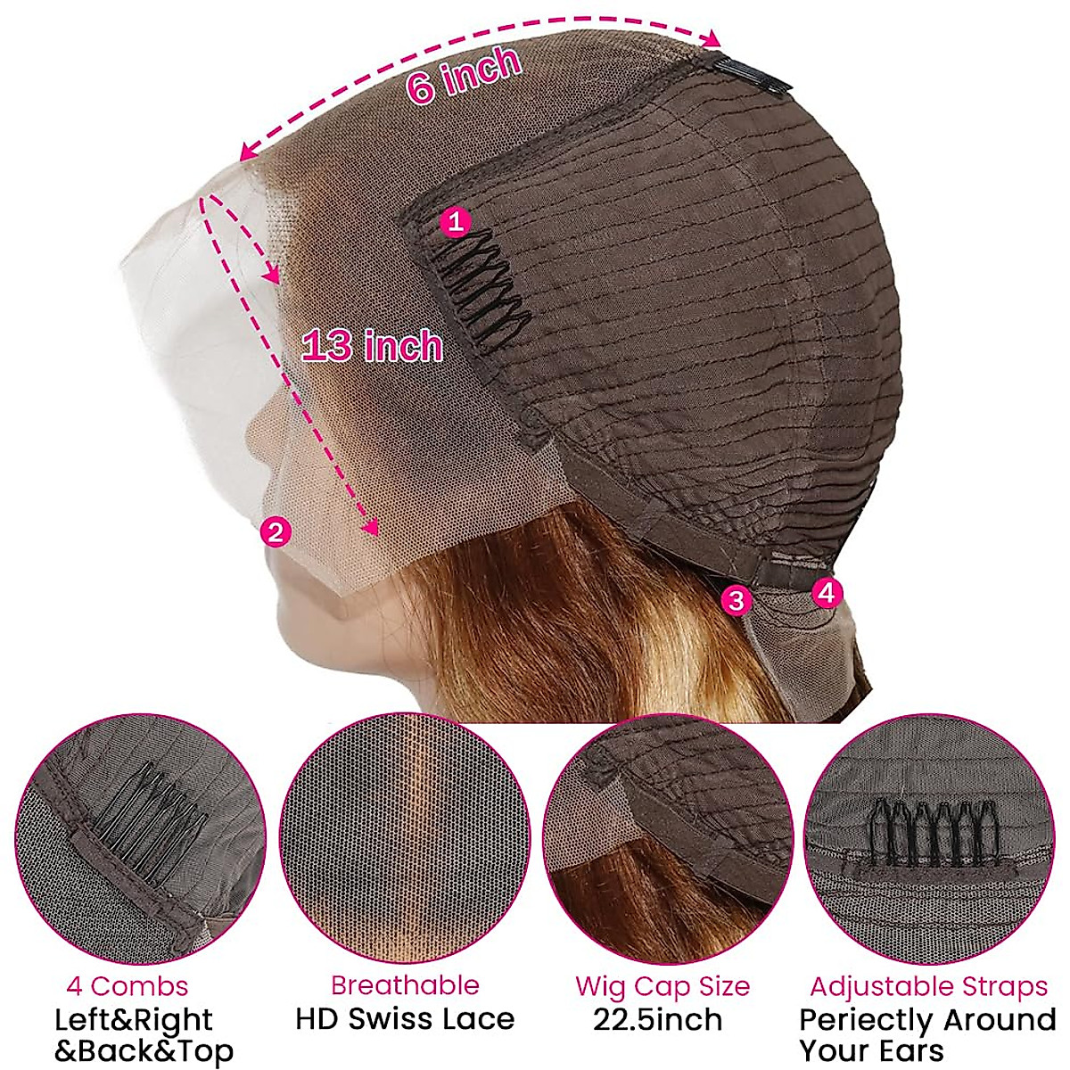 Highlight Ombre Lace Front Wigs 26 Inch 13x6 Body Wave Lace Frontal Wigs Pre Plucked with Baby Hair 1/30 HD Transparent Lace Frontal Wigs 180 Density