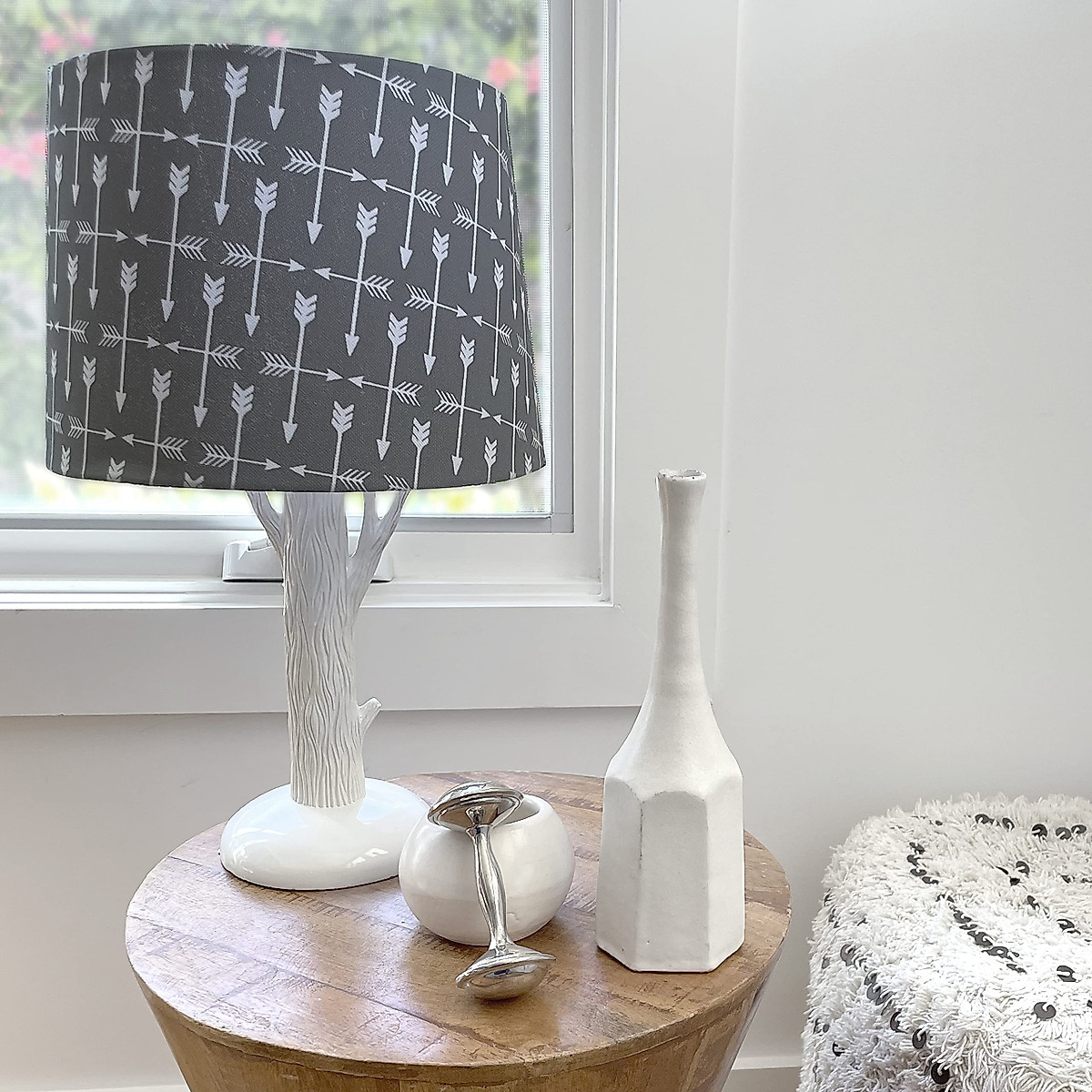 Levtex Baby - Trail Mix Table Lamp and Shade - White Tree with Grey Shade Lamp - Nursery Accessories - Measurements: 16 in. high and 8 in. Diameter