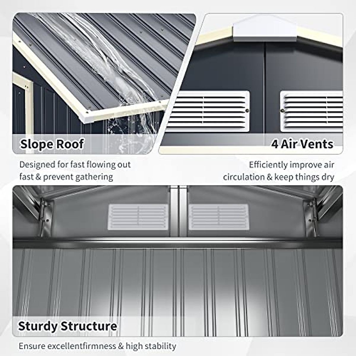 Goplus Outdoor Storage Shed, 9' X 6' Metal Garden Shed with 4 Vents & Double Sliding Door, Utility Tool Shed Storage House for Backyard, Patio, Lawn