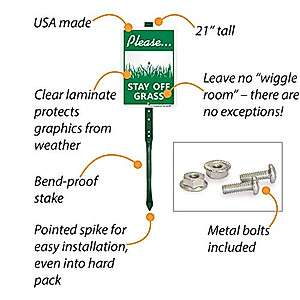 SmartSign 10 x 7 inch “Please Stay Off Grass” Yard Sign and Stake Kit, 40 mil Laminated Rustproof Aluminum, Black/Red on White, Set of 1