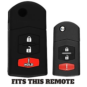KeyGuardz Keyless Remote Car Flip Key Fob Shell Cover Soft Rubber Case for Mazda CX-7 CX-9 MX-5 MPV RX-8 (Pack of 2)