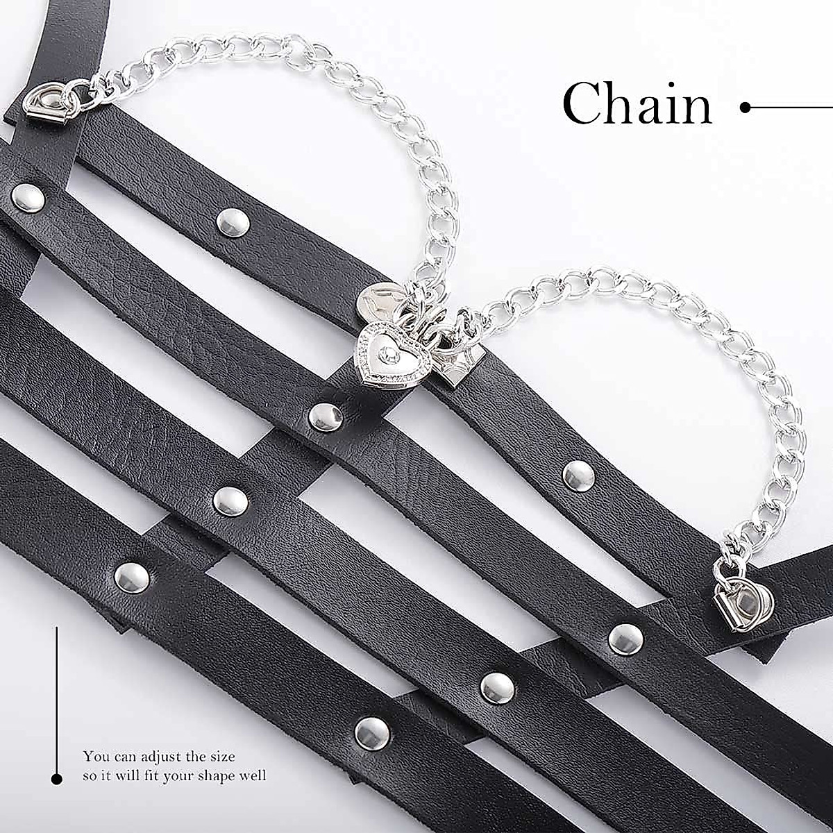 Asooll Punk Leather Waist Belt Black Belly Body Chain Harness Circle Waist Chain Fashion Belly Belts Prom Party Body Chains Body Accessories Jewelry for Women and Girls