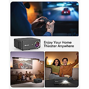 1080P Full HD Projector, 15000 Lumens Portable Movie Projector, FunFlix 300" WiFi Projector Bluetooth Projector, Home Theater Video Projector Compatible with HDMI, VGA, USB, AV, Laptop, Smartphone