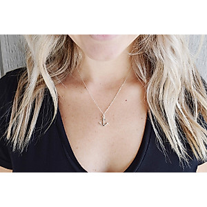 Dote Dainty Anchor Pendant Genuine .925 Sterling Silver Necklace 16-18" Adjustable Chain