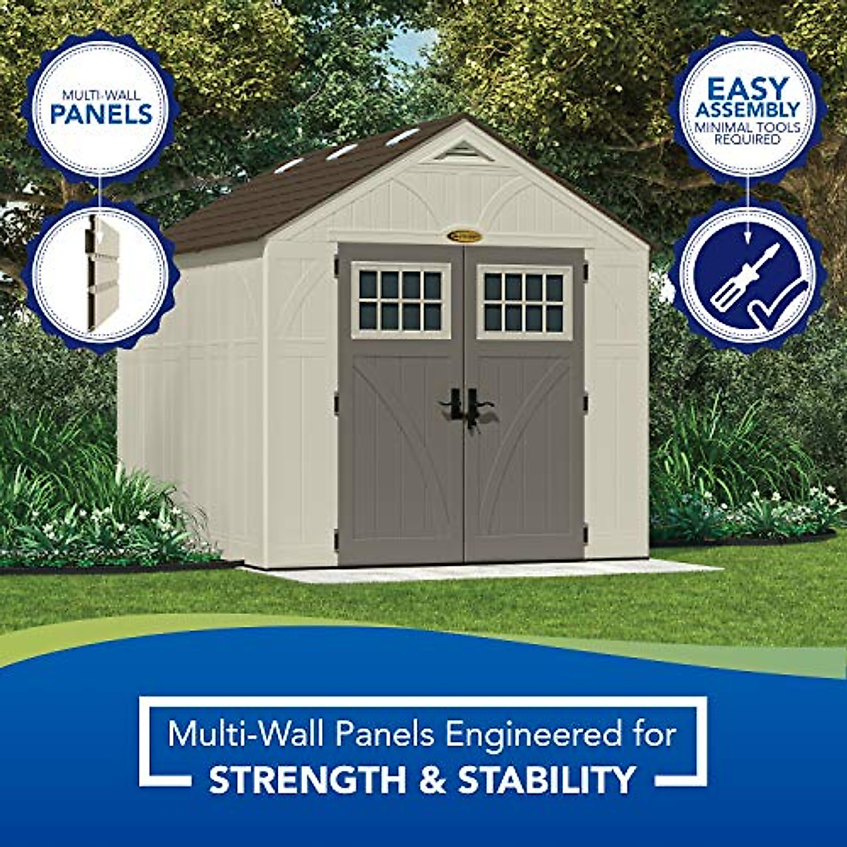 Suncast 8' x 10' Heavy-Duty Resin Tremont Storage Shed, Sand