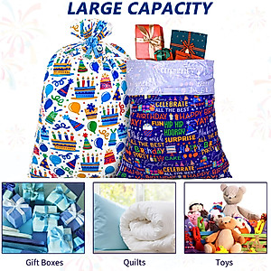 MIMIND 2 Pieces Large Plastic Birthday Gift Bags 36 x 56 Inches Giant Gift Wrap Bags Large Birthday Present Wrapping Bags with Rope, Tag, Pull Bow for Birthday Party, Baby Shower, Christmas