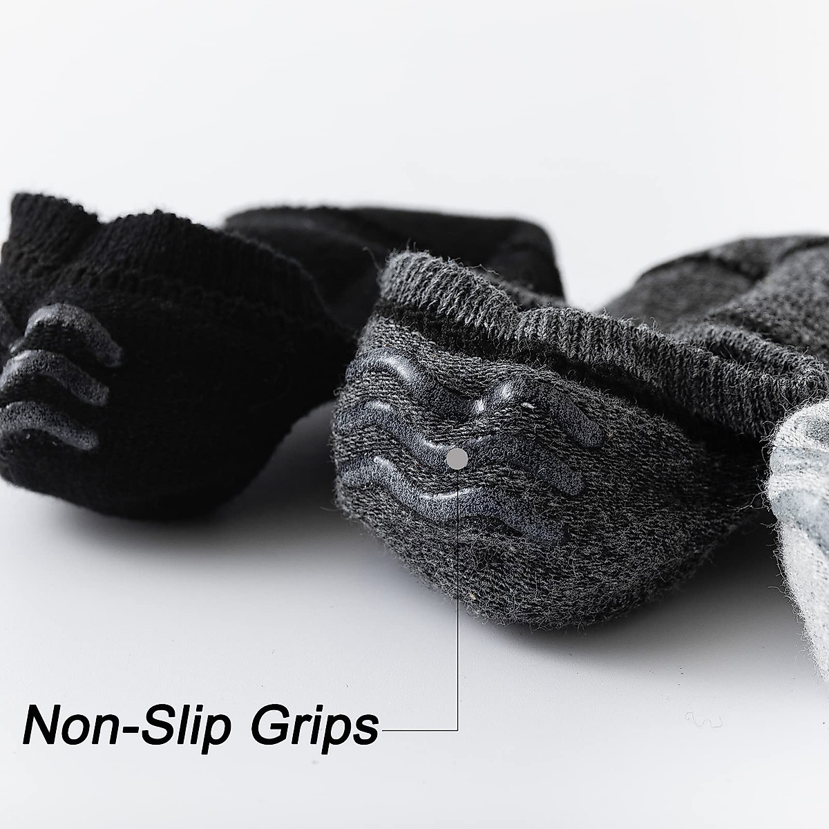 JORMATT 6 Pairs Toddler No Show Socks Thin Little Girls Boys Baby No Show Socks Cotton Soft Anti Slip Low Cut Ankle Socks With Grips, S