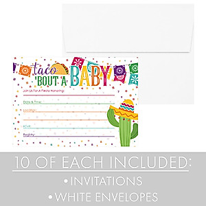 DISTINCTIVS Taco 'Bout a Baby Fiesta Baby Shower Party Invitations - 10 Cards with Envelopes