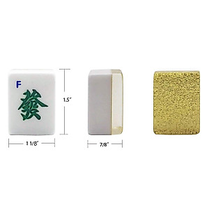 Chinese Mahjong X-Large 144 Numbered Acrylic Tiles 1.5" Large Gold Tile with Carrying Travel Case Pro Complete Mahjong Game Set - (Mah Jong, Mahjongg, Mah-Jongg, Mah Jongg, Majiang)