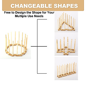 yeshine Bamboo Bottle Drying Rack, Plastic Bag Drying Rack, Natural Bamboo Kitchen Countertop Multifunctional Drying Rack, for Cups/Mugs/Bottles/Plates/Plastic Bags Draining Rack