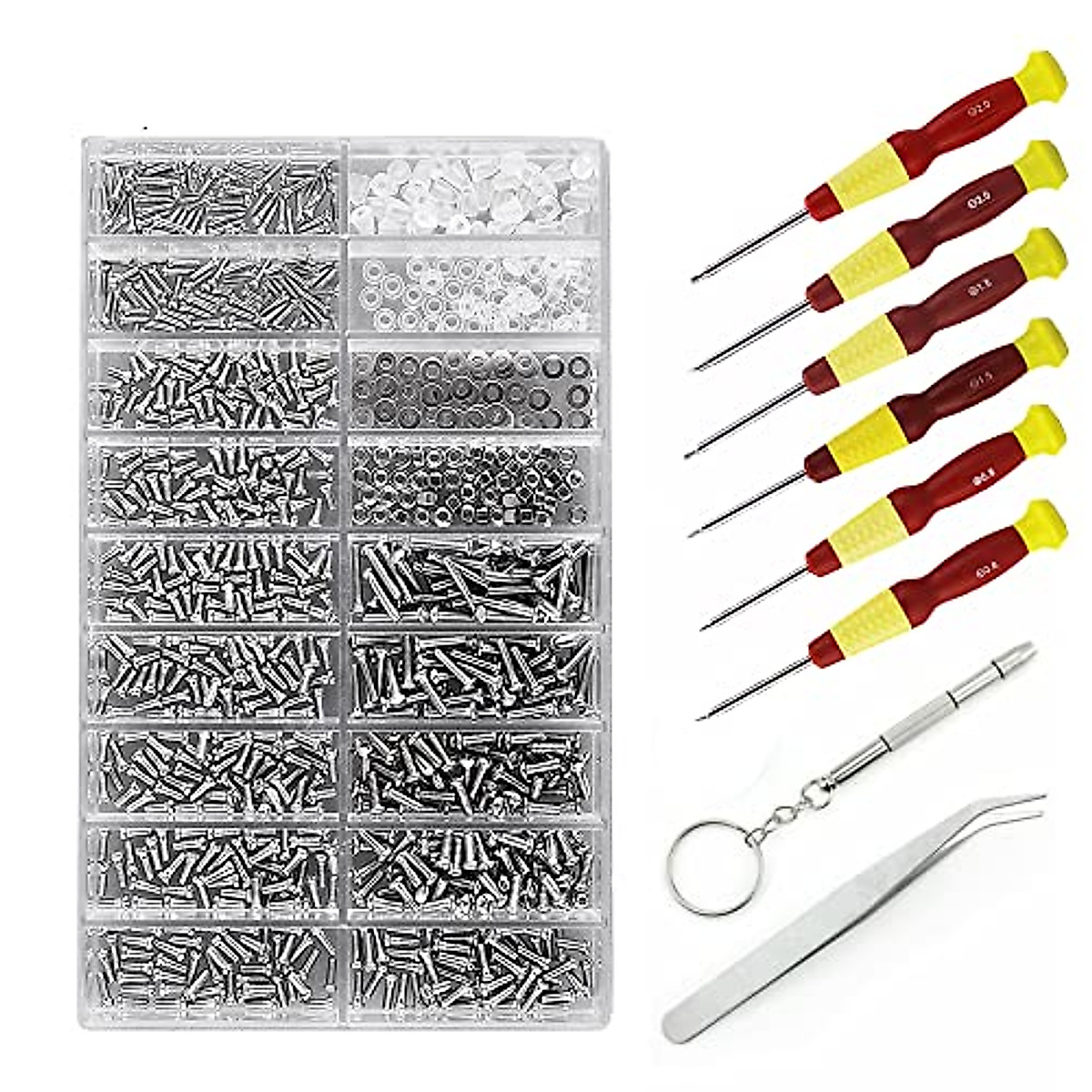 Eyeglass Repair Kit,Glasses Screws and 6 Pcs Magnetic Eyeglass Screwdrivers and for Glasses,Sunglasses,Watches Electronics Computer Repair