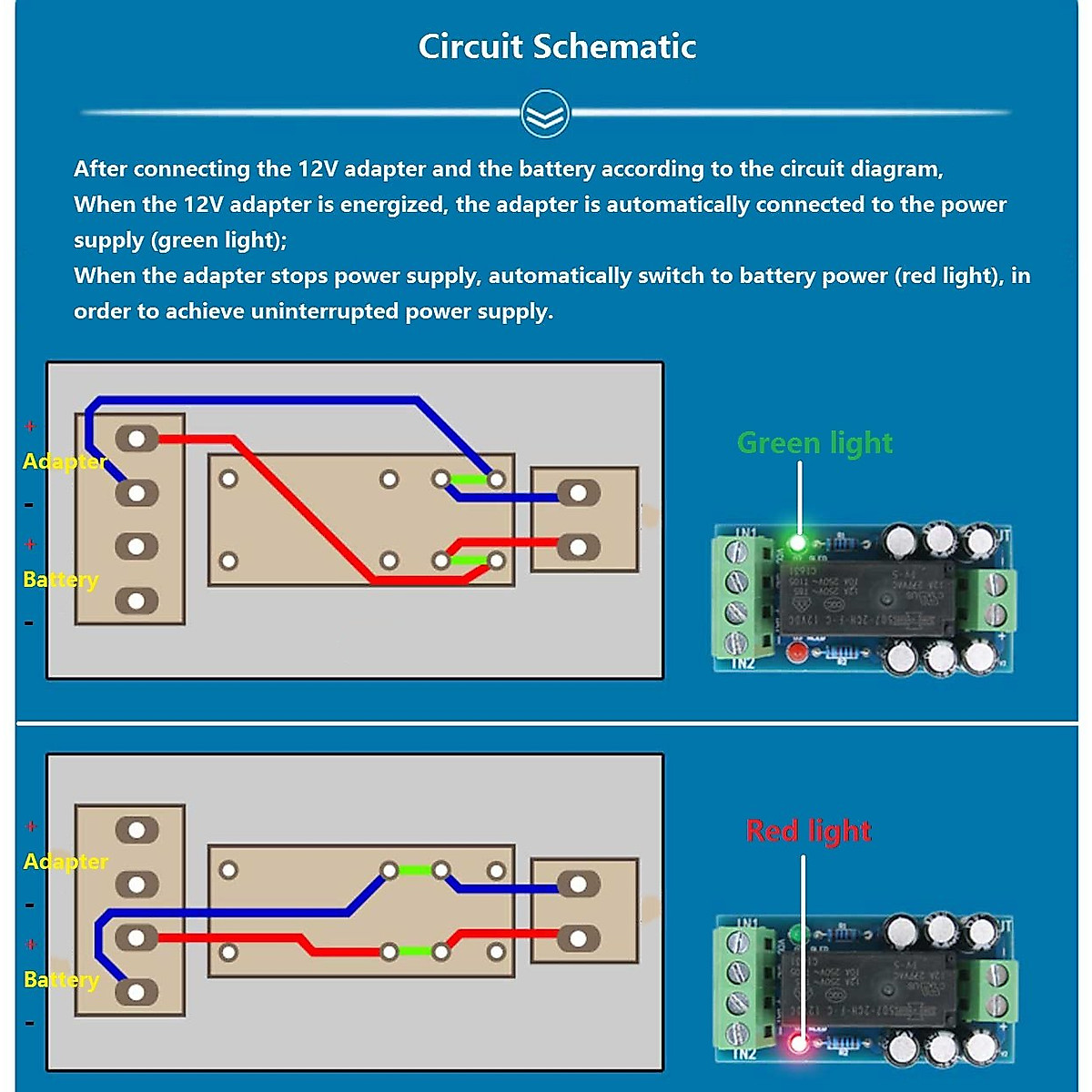 LM YN LM YN Battery Emergency Switch Control Module DC12V Max 150W Power Failure Automatically Switches to Backup Battery Suitable for Network Equipment, Electrical Equipment etc.