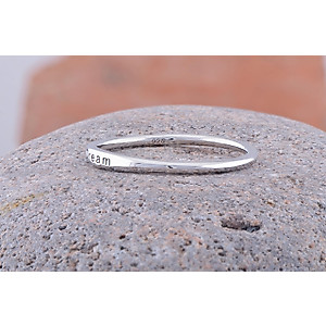 SILVERCLOSEOUT Rhodium Plated Sterling Silver Ladies Dainty Stacking Dream Ring - Size 9