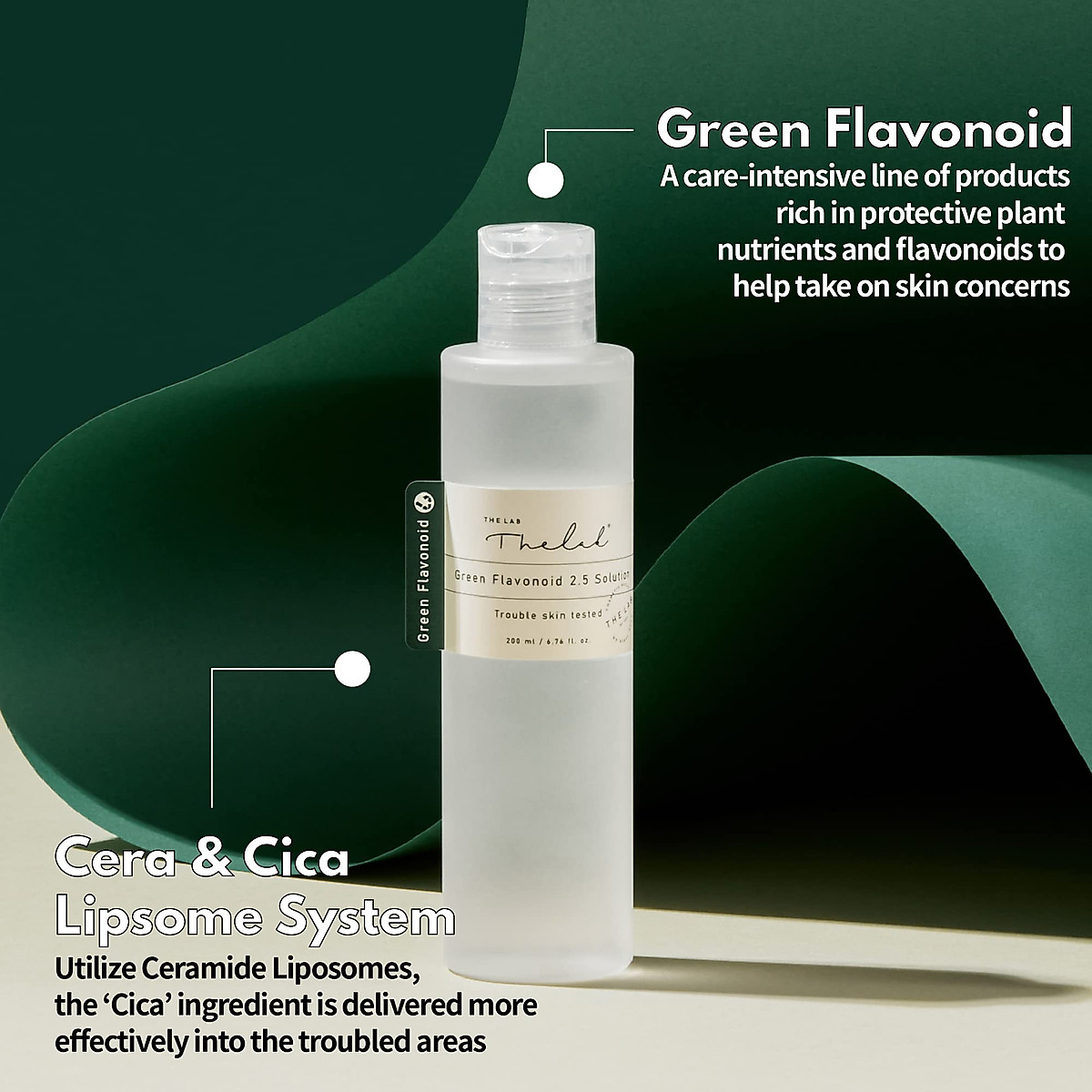 THE LAB BY BLANC DOUX Green Flavonoid 2.5 Skin Solution - Facial Toner Deep Penetration w/Liposome Tech Vegan Cruelty-Free Soothing for Sensitive Skin, Hydrating Care - 6.7 Fl Oz