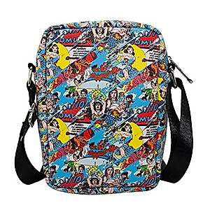 Buckle Down Dc Bag, Cross Body, Wonder Woman Comics Scenes Through The Years Stacked, Vegan Leather