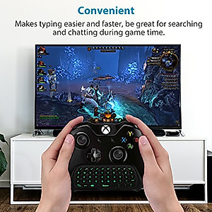 MoKo Green Backlight Keyboard for Xbox One Controller, Xbox Series X/S, Wireless Gaming Chatpad Keypad with USB Receiver&3.5mm Audio Jack, Xbox Accessories for Xbox One/One S/Elite/2 Controller, Black