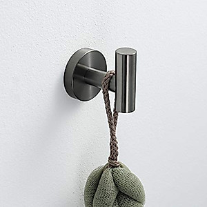 INTERIOR SOLUTIONS Robe Hook Brushed Gunmetal Towel Rack Holder Stainless Steel Wall Coat Hook Hanger for Bathroom Kitchen,Wall Mounted,2PACK