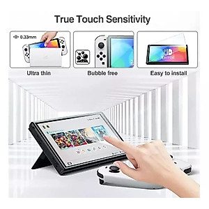 The Gamers Bell - (2-pack) Premium Screen Protector 9H Templed Glass Cristal Compatible with Console N Switch - Total Protection HD Maximum Quality Glass Transparent Clear Anti-Scratch (Switch OLED)