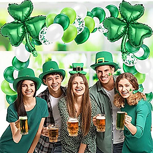 Littleloverly 119pcs St. Patrick's Day Shamrock Balloons Arch Garland Kit - Lucky Irish Shamrock Clover Foil Balloon for Irish Festival Party Decoration