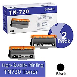 TN-720 TN720 Black Toner Cartridge 2-Pack Compatible Replacement for Brother TN720 TN750 for HL-5440D HL-5450DN DCP-8110DN DCP-8150DN MFC-8710DW MFC-8810DW MFC-8910DW Printer