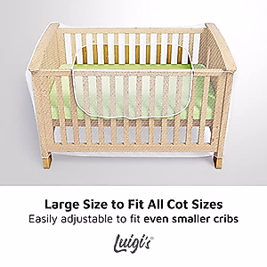 Mosquito Net for Cot, Crib & Cot Bed - Baby Mosquito Insect Net - Cat Net with Zipper Feature for Quick, Easy Access to Your Baby (by Luigi's)