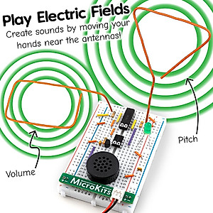 MicroKits Theremin Electronics Kit | Educational Electronic Music STEAM/STEM Kits for Kids or Grown Ups | No Tools Needed Easy to Build Breadboard Kit