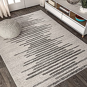 JONATHAN Y MOH205A-3 Aya Berber Stripe Geometric Indoor Farmhouse Area-Rug Bohemian Minimalistic Striped Easy-Cleaning Bedroom Kitchen Living Room Non Shedding, 3 X 5, Cream,Gray