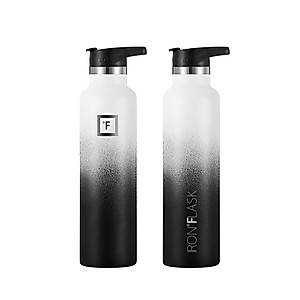 IRON °FLASK Sports Water Bottle - 3 Lids (Narrow Straw Lid) Leak Proof Vacuum Insulated Stainless Steel - Hot & Cold Double Walled Insulated Thermos, Durable Metal Canteen - Day & Night, 24 Oz