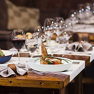 JDZTC Pasta Bowls set of 4 Medium white italian flat serving salad bowl set 8 inch Ceramic Dinner Plates (Wave-white)