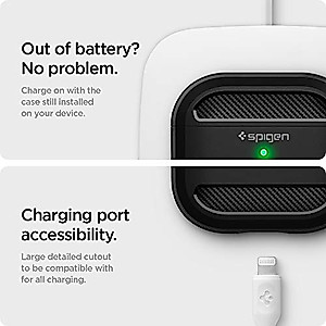 Spigen Rugged Armor Designed for Airpods 3rd Generation Case Protective Airpods 3 Case with Keychain (2021) [Durable Dual Layer Protection] - Matte Black