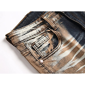 JUNBAOSS Men's Ripped Jeans Slim Fit Stretch Jeans for Men, Distressed Straight Leg Fashion Comfort Flex Waist Skinny Denim Jean Pants