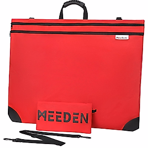 MEEDEN Soft Art Portfolio Bag: 24 X 31 Inch Light Weight Portfolio Canvas Case with Detachable Shoulder Strap -Waterproof 600D Oxford Carrying Storage Case for Canvas, Artwork, Sketching - Red
