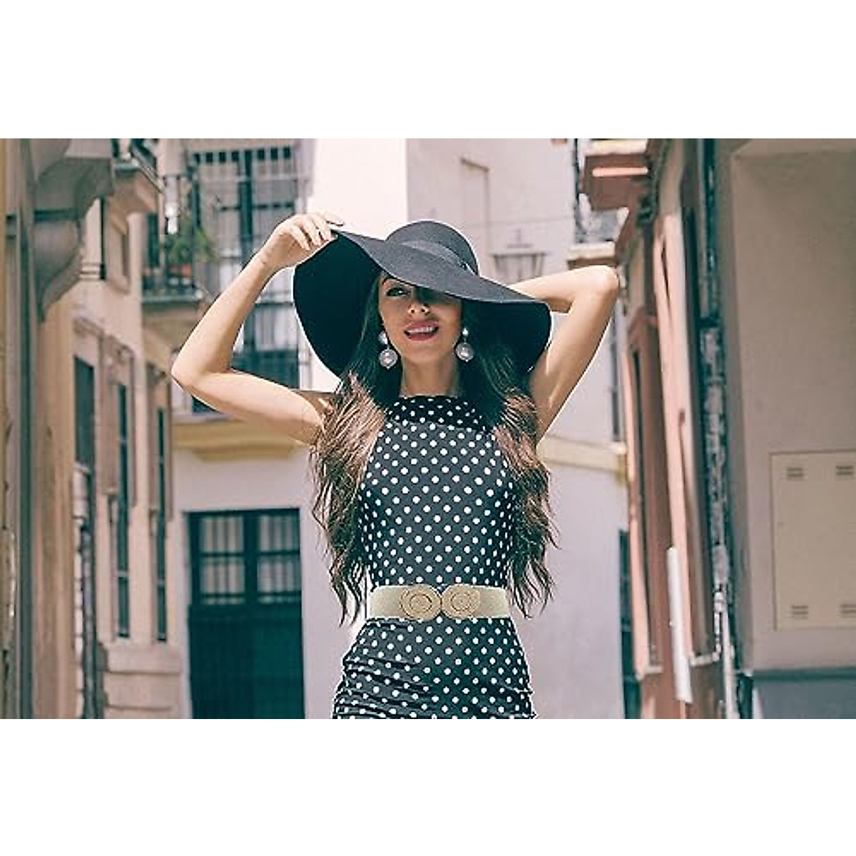 ZAHSY Elastic Belt Cinch Waistband for Lady Belt Waist Sealing Retro Belts for Women Dresses Wide Elastic Belts for Women Belts Elastic Gold