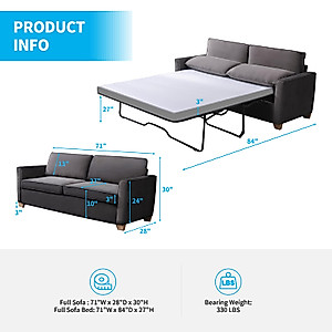 ADOWORE 2-in-1 Convertible Pull Out Sofa Bed, Full Size Sleeper Sofa Couch with Folding Mattress, Velvet Pull Out Couch Bed, Sofa Sleeper Pullout Couch Bed for Living Room Office